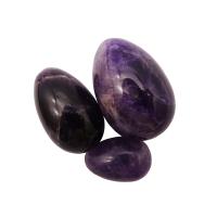 China Gemstone Carving Type Natural Amethyst Crystal Egg Set Of 3PCS Hand Carved Kegel Jade Eggs For Women Empowerment for sale