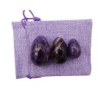 China Gemstone Carving Type Natural Amethyst Crystal Egg Set Of 3PCS Hand Carved Kegel Jade Eggs For Women Empowerment for sale
