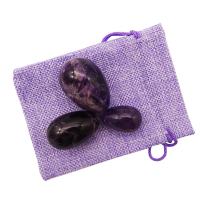 China Gemstone Carving Type Natural Amethyst Crystal Egg Set Of 3PCS Hand Carved Kegel Jade Eggs For Women Empowerment for sale