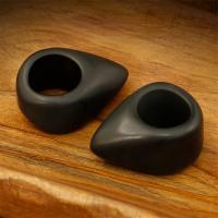 China Natural Black Bian Stone Gua Sha Massage Ring for Full-body Manual Acupoint Massager Hand and Foot Meridian Massage for sale