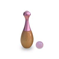 China Wooden Handle Jade Massage Roller Facial Gua Sha Massage Stick and Eye Care Tools for Promoting Eye Cream Absorption for sale