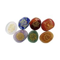 China Seven Chakra Stones Reiki Healing Crystal Set Engraved Symbols for Spiritual Transformation for sale