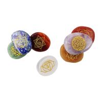 China Seven Chakra Stones Reiki Healing Crystal Set Engraved Symbols for Spiritual Transformation for sale