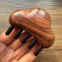 China Body Massage and Hair Growth Rosewood Massage Comb for Head Gua Sha 8.5*7.5*2.3cm for sale