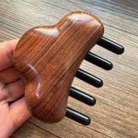 China Body Massage and Hair Growth Rosewood Massage Comb for Head Gua Sha 8.5*7.5*2.3cm for sale