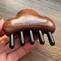China Body Massage and Hair Growth Rosewood Massage Comb for Head Gua Sha 8.5*7.5*2.3cm for sale