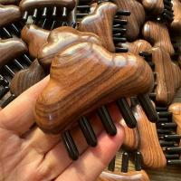 China Body Massage and Hair Growth Rosewood Massage Comb for Head Gua Sha 8.5*7.5*2.3cm for sale