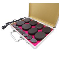 China 16pcs Sets Spa Hot Stone Massage Set With Heater Kit Basalt Heating Massage Stone Set Black With Aluminum Heating Box for sale