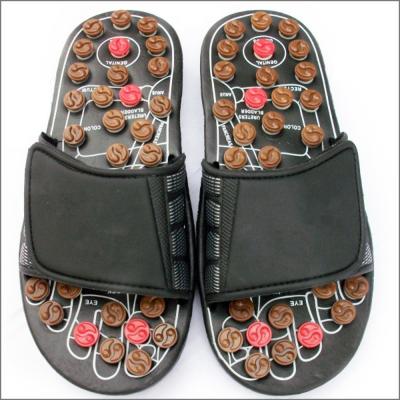 China 2020 Jade Stone Health Care Healing Acupuncture Shoes Genuine Leather Massage Slipper for Shoes Natural Foot Massage for sale