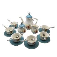 China Charming Floral Theme Chinese Porcelain Tea Set in White Color Perfect for Wedding Gifts 23*22/15*10/6.5*14.5/11*12.5cm for sale