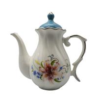 China Charming Floral Theme Chinese Porcelain Tea Set in White Color Perfect for Wedding Gifts 23*22/15*10/6.5*14.5/11*12.5cm for sale
