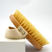 China Smell Removing Bamboo Wooden Skin Care Dry Body Brush Boar Bristles Bath Dry Brush With Handle For Dehumidification for sale