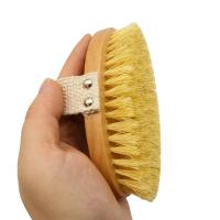 China Smell Removing Bamboo Wooden Skin Care Dry Body Brush Boar Bristles Bath Dry Brush With Handle For Dehumidification for sale