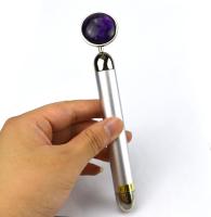 China Customized Logo Natural Amethyst Acupressure Gua Sha Beauty Stick Massage Therapy Tool for Full Body Relaxing Massage for sale