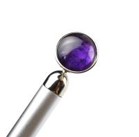China Customized Logo Natural Amethyst Acupressure Gua Sha Beauty Stick Massage Therapy Tool for Full Body Relaxing Massage for sale