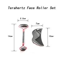 China Skin Care Tools Energy Stone Guasha Massager for Face Eyes Neck Finger 5.5*14 cm Silver Terahertz Face Roller Gua Sha Set for sale