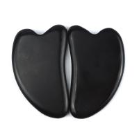 China 2024 Black Bian Stone Heart Shape Gua Sha Massage Tool Avaiable Logo Massager for Spa Relaxing Meditation for sale