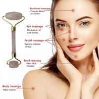 China Perfecore Jade Roller Beauty Rose Quartz Guasha Roller Face Neck Gua sha Massage Tool Stone for Hand Made Craft and Skin Care for sale