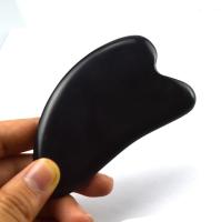 China 2024 Black Bian Stone Heart Shape Gua Sha Massage Tool Avaiable Logo Massager for Spa Relaxing Meditation for sale