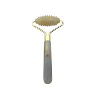 China Customer Logo 100% Natural Gray Agate Roller Jadeite Crystal Beauty Container Massage Stick Facial Health Care Equipment for sale