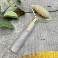 China Customer Logo 100% Natural Gray Agate Roller Jadeite Crystal Beauty Container Massage Stick Facial Health Care Equipment for sale