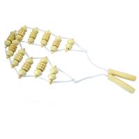 China Full Body Pain Release Trigger Point Handmade Wood Back Massage Gua Sha Roller Tool with Wooden Massage Roller and Rope for sale