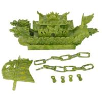 China Crafted 28cm Chinese Good Luck Decoration Jade Stone Craft Dragon Boats for Ornament/Gift for sale