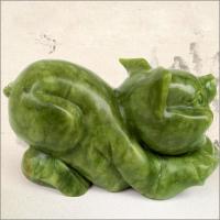 China Auspicious Jade Feng Shui Pig Natural Carving Pig Statue Animals for Harmony and Balance for sale