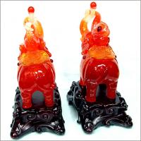 China Carved Red Agate Jade Elephant Statues A Perfect Combination of Technique and Style for sale