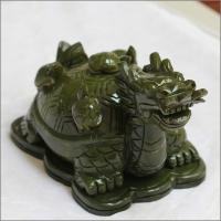 China Regional Feature Green Jade Stone Dragon Turtle Statue with OEM ODM Acceptance for sale