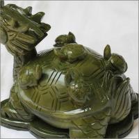 China Regional Feature Green Jade Stone Dragon Turtle Statue with OEM ODM Acceptance for sale