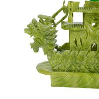 China Crafted 28cm Chinese Good Luck Decoration Jade Stone Craft Dragon Boats for Ornament/Gift for sale
