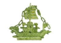 China Crafted 28cm Chinese Good Luck Decoration Jade Stone Craft Dragon Boats for Ornament/Gift for sale