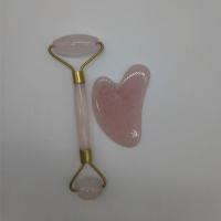 China Anti Aging Facial Roller and Guasha Set Real 100% Jade Roller for Face Massager Reduces Wrinkles Rose Quartz Body Massager for sale