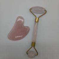 China Anti Aging Facial Roller and Guasha Set Real 100% Jade Roller for Face Massager Reduces Wrinkles Rose Quartz Body Massager for sale