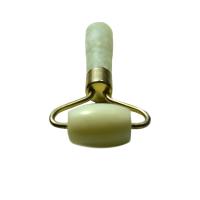 China Silver Mini Jade Stone Face Roller for Eye and Face Anti Aging Massage Natural Green Jade Roller Facial Massager 110*55mm for sale