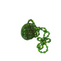 China Feng Shui Style Regional Feature Natural Green Large Jade Happy Buddha Pendant Necklace with Chains for sale