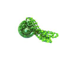 China Feng Shui Style Regional Feature Natural Green Large Jade Happy Buddha Pendant Necklace with Chains for sale