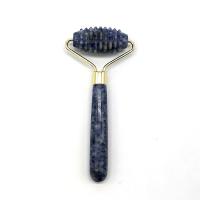 China Blue Point Jasper Noiseless Facial Roller Massager Nature Jade Roller Massager 128*58mm Function Face Up Massager Nature for sale