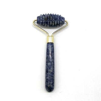 China Blue Point Jasper Noiseless Facial Roller Massager Nature Jade Roller Massager 128*58mm Function Face Up Massager Nature for sale