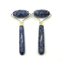 China Blue Point Jasper Noiseless Facial Roller Massager Nature Jade Roller Massager 128*58mm Function Face Up Massager Nature for sale