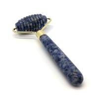 China Blue Point Jasper Noiseless Facial Roller Massager Nature Jade Roller Massager 128*58mm Function Face Up Massager Nature for sale