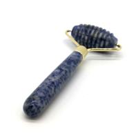 China Blue Point Jasper Noiseless Facial Roller Massager Nature Jade Roller Massager 128*58mm Function Face Up Massager Nature for sale