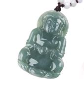 China Natural Jade Guanyin Pendant Green Emerald Jadeite Charms Necklace Amulet for Women's Men's Jewelry Elegant and Stylish for sale