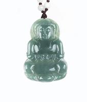 China Natural Jade Guanyin Pendant Green Emerald Jadeite Charms Necklace Amulet for Women's Men's Jewelry Elegant and Stylish for sale
