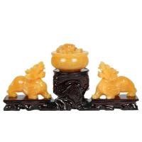 China Store Display Yellow Jade Pixiu Statue Fengshui Gift for Wealth and Prosperity for sale