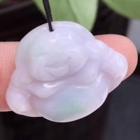 China Green Portable Natural Burma Purple Carved Jadeite Jade Laughing Buddha Pendant for Women and Children Natural Color for sale