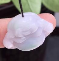 China Green Portable Natural Burma Purple Carved Jadeite Jade Laughing Buddha Pendant for Women and Children Natural Color for sale