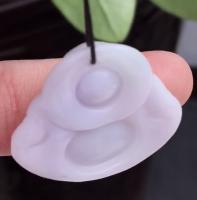 China Green Portable Natural Burma Purple Carved Jadeite Jade Laughing Buddha Pendant for Women and Children Natural Color for sale