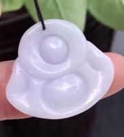 China Green Portable Natural Burma Purple Carved Jadeite Jade Laughing Buddha Pendant for Women and Children Natural Color for sale